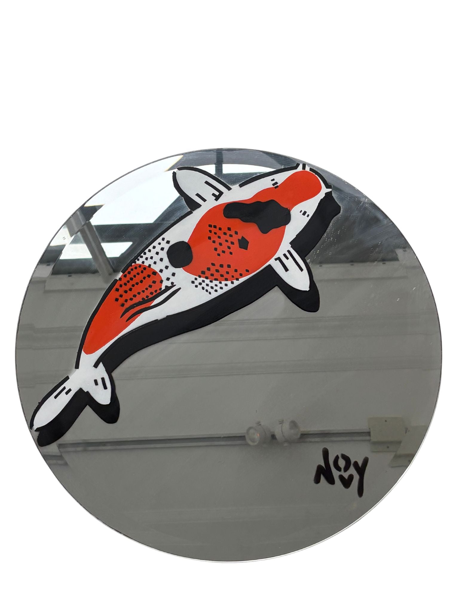 Jeremy Novy | Koi Stencil Art on Mirror | Voss Gallery