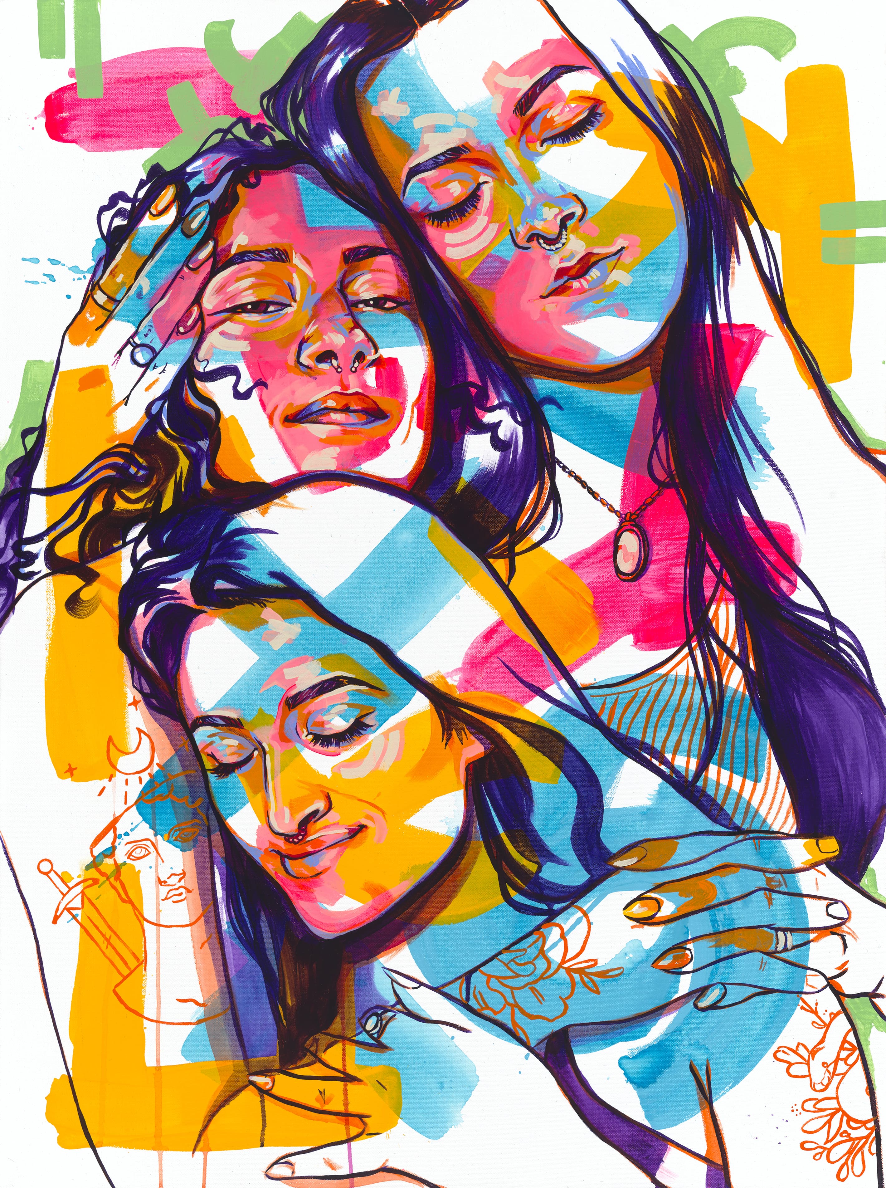 The Tracy Piper | 3 Women Figurative Portrait Painting | Voss Gallery